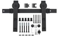 China 8 Foot  6ft  7 Ft 4ft Double Barn Door Hardware Kit Wooden Door Black Metal Iron Powder for sale