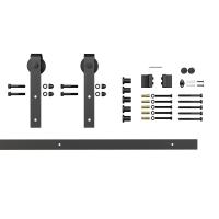 China Double 144 Inch 12 Foot  6.6 Ft Bypass Sliding Barn Door Hardware Hangers Kit Interior for sale