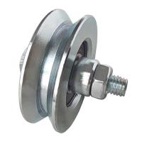 China Various sizes Y groove single bearing galvanized steel sliding gate support wheel with bolt for sale