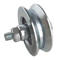 China Various sizes Y groove double bearings galvanized steel sliding gate support wheel with bolt for sale