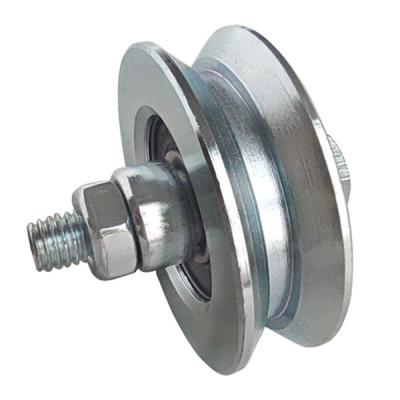 China Various sizes Y groove double bearings galvanized steel sliding gate support wheel with bolt for sale