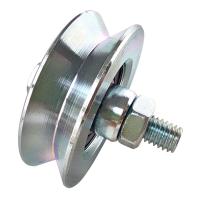 China Various sizes V groove single bearing galvanized steel sliding gate support wheel with bolt for sale