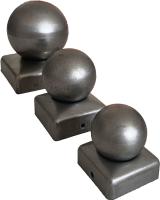 China 80x80mm Fence Post Caps With Ball Round Galvanized Top White Steel   Decorative for sale