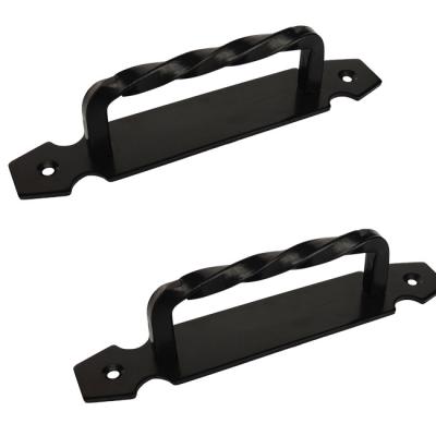 China Large Twisted Hand Door Pulls on Sturdy Back plate Barn door Hardware Gate Handle for sale