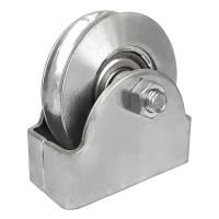 China U groove single bearing galvanized steel sliding gate wheel with exterior round support box for sale
