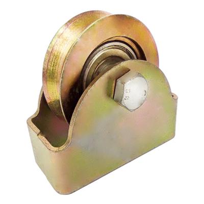 China 80mm Sliding Gate Wheel Placement Y Groove Single Bearing With Exterior Round Support Box for sale