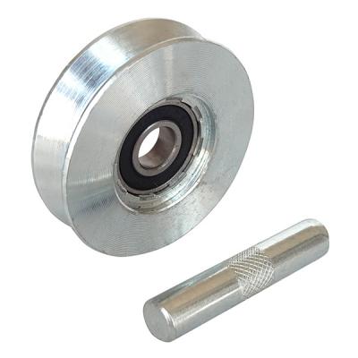 China Various sizes V groove single bearing zinc plated sliding gate support wheel with fixing bolt for sale