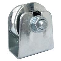 China various sizes round U groove double bearings zinc plated sliding gate support wheel with exterior adjustable bracket for sale