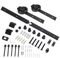 China 5.5ft 48 Inch Bypass Spoke Wheel Barn Door Hardware Garage Closet Carbon Steel Flat Track for sale