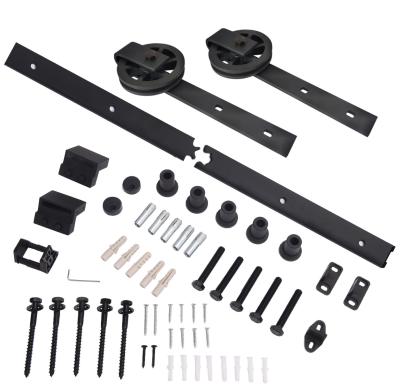 China 5.5ft 48 Inch Bypass Spoke Wheel Barn Door Hardware Garage Closet Carbon Steel Flat Track for sale