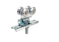 China WHITE ZINC 4 ROLLERS HANGING DOOR FITTING HANGING RAIL SLIDING HANGING DOOR ROLLER WITH BEND PLATE for sale