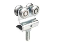China WHITE ZINC 4 ROLLERS HANGING DOOR FITTING HANGING RAIL SLIDING HANGING DOOR ROLLER WITH BEND PLATE for sale