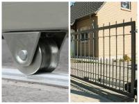 China Trapezoidal bracket pulley door rolling bearing iron door pulley and accessories for sale