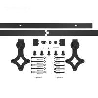 China Single door  Wooden door Black  Diamond iron powder coated sliding hardware for sale