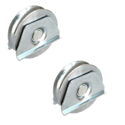 China 4in Automatic Gate Opener Wheels U Groove Steel Gate Roller Wheel With Double Plates Round for sale