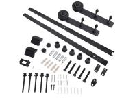 China 6.13kg 8ft 60 In Barn Door Hardware Industrial Hanging Door Rollers Straight Plate for sale