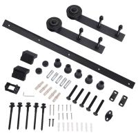 China 6.13kg 8ft 60 In Barn Door Hardware Industrial Hanging Door Rollers Straight Plate for sale