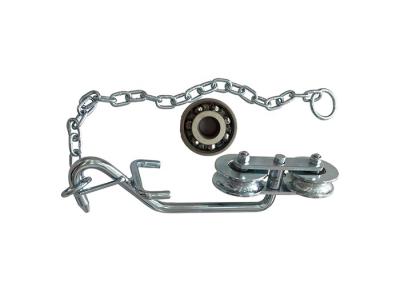 China 56mm-64mm Iron Steel Zinc Silver Cableway Banana Farm Trolley Roller Pulley for sale