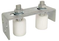 China Dual Rollers Sliding Gate Guide Bracket L Rear Post Universal Heavy Duty Adjustable 64mm for sale