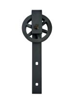 China Single Strap Hangers Black Big Spoke Wheel Roller For Barn Door Hardware for sale