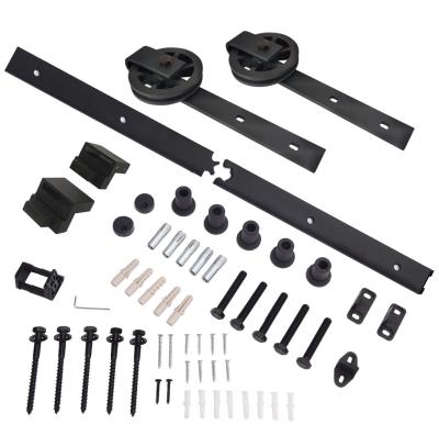 China Barn Door Hardware Set Trolley Gate Wheel With 2 Meters Top Mount Tracks for sale