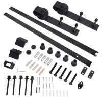China Double Interior Barn Door Hardware Kit Matte Black Wall Mounted for sale