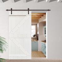 China Interior Matte Black Sliding Barn Door Hardware 2 Meters for sale