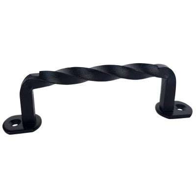 China Black Door Gate Twisted Cabinet Pull Handle 5 Inch Steel Electrophoresis for sale