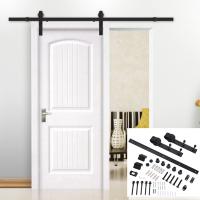 China Matte Black Steel Sliding Barn Door Hardware Wall Mounted for sale