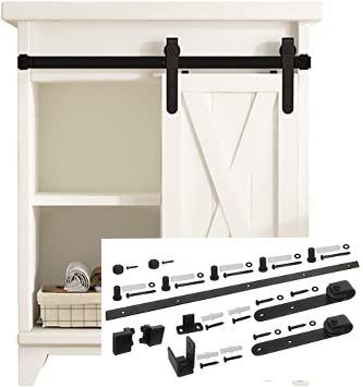 China 5Ft Mini Single Barn Door Hardware Kit Classic Strap J Shape Hanger for sale