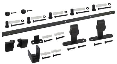China Super Mini Top Mount Mini Barn Door Hardware Kit Black for sale