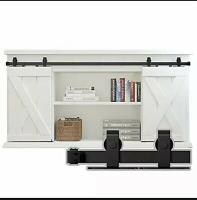 China Black Powder Coated Finish Sliding Barn Door Hardware Kit For Furniture for sale