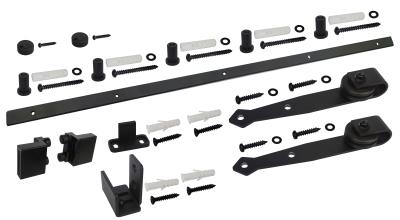 China Solid Steel Mini Barn Door Hardware Black Powder Coated for sale