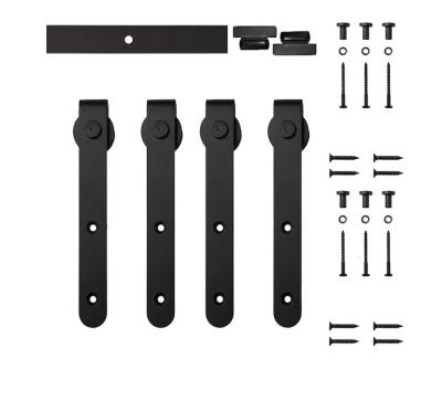 China Black Powder Coated Cabinet Mini Barn Door Hardware Kit For Double Door for sale