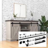China 6 Ft Solid Steel Mini Barn Door Hardware Kit For Double Furniture Wood Doors for sale