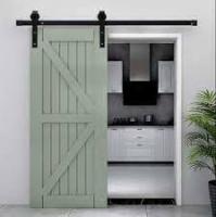 China Black Matte Classic Design Single Barn Door Hardware Track Roller Kit for sale