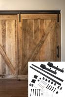 China Black Matte Classic Design Single Barn Door Hardware Track Roller Kit for sale