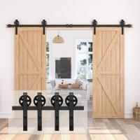 China 6 ft 8ft  Black Design slider Smooth sliding Ultra quietly   barn door hardware kits for sale