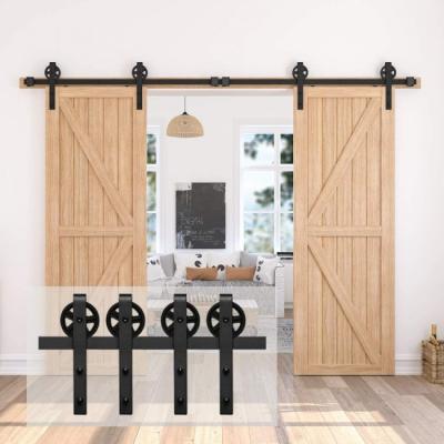 China 6 ft 8ft  Black Design slider Smooth sliding Ultra quietly   barn door hardware kits for sale