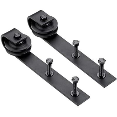 China Black Rustic Basic Vintage Sliding Barn Door Hardware Kit J Shape for sale