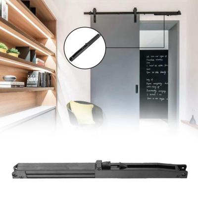 China Sliding Soft Close Strap Rolling Barn Door Hardware Kit Black for sale