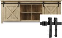 China Black J Shape Strap Mini Barn Door Hardware Kit 6 Ft For Double Wood Doors for sale