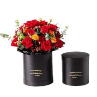China CMYK Round Gold Foil Logo Black Flower Hat Box Handmade For Fresh Flower Packaging for sale
