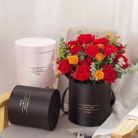 China CMYK Round Gold Foil Logo Black Flower Hat Box Handmade For Fresh Flower Packaging for sale