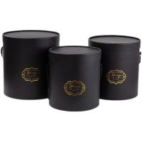 China CMYK Round Gold Foil Logo Black Flower Hat Box Handmade For Fresh Flower Packaging for sale