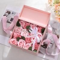 China Luxury Rigiding Portable Flower Packing Box With Ribbon Recyclable Flower Bouquet Box for sale