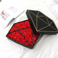 China UV Coating Printing Florist Cardboard Boxes Pink Pentagon Cardboard Rose Gift Box for sale
