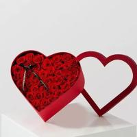 China Clear Shiny Lid Heart Shaped Flower Packaging Boxes Rigid Flower Box Arrangements for sale