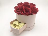China Pink Cylinder Velvet Flower Gift Box With Drawer And Round Floral Box Packaging for sale
