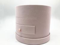 China Pink Cylinder Velvet Flower Gift Box With Drawer And Round Floral Box Packaging for sale